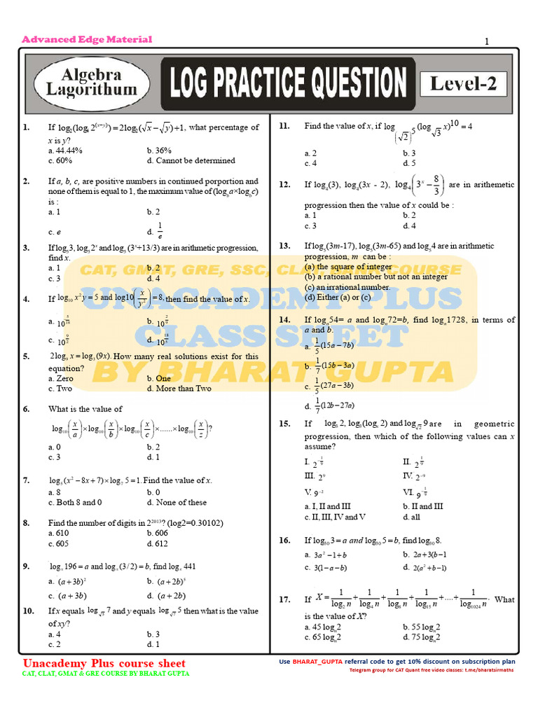 Logpracticesheetpart 2 | PDF | Logarithm | Elementary Mathematics