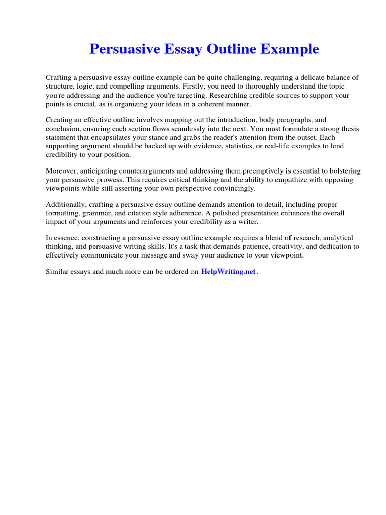 Persuasive Essay Outline Example | PDF | Essays | Indian Philosophy