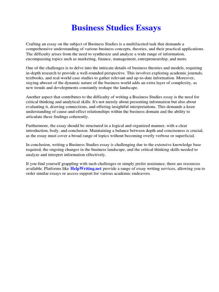 Business Studies Essays | PDF | Sucrose | Sugar