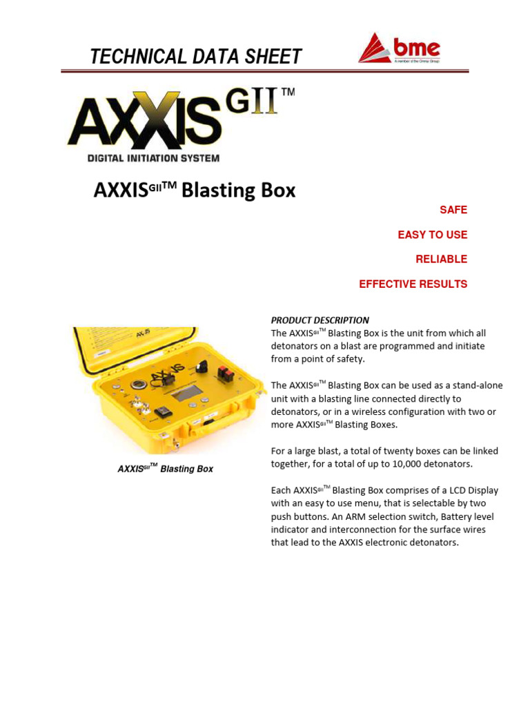 Technical Datasheet-AXXIS Blasting Box | PDF | Wireless | Manufactured ...