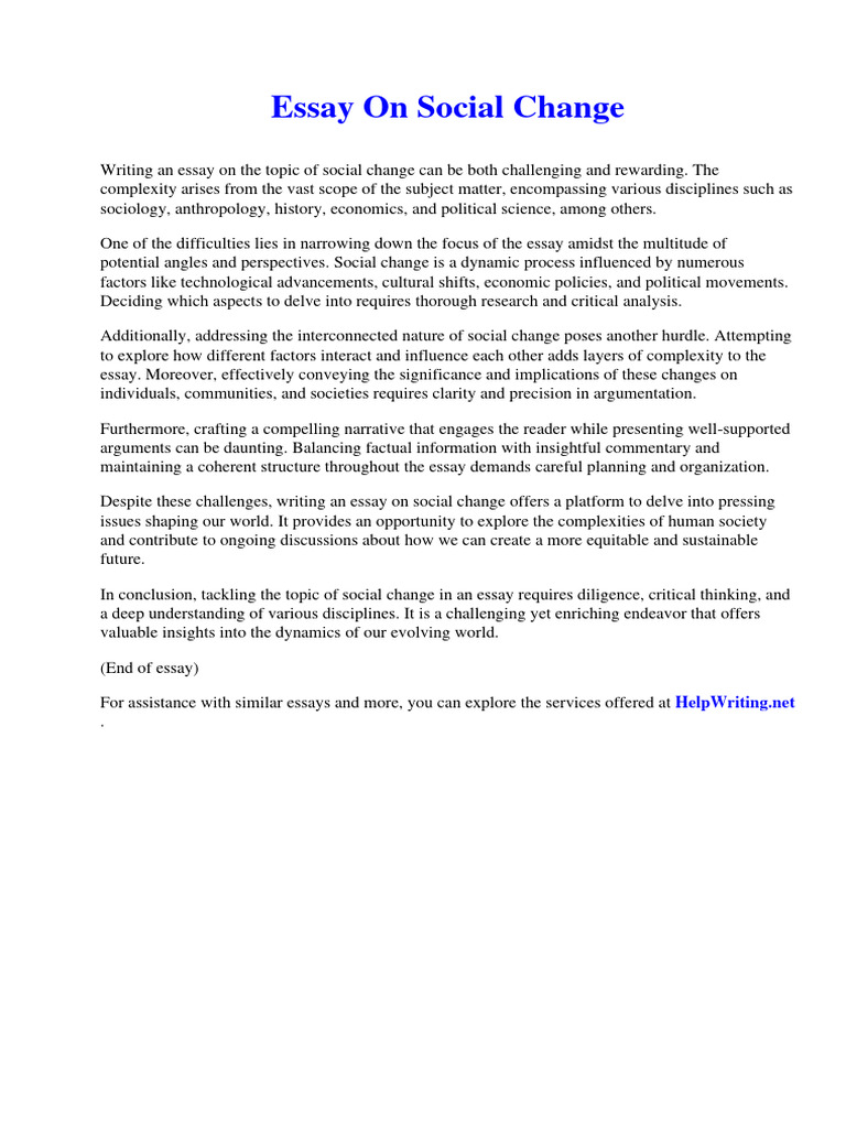 Essay On Social Change | PDF | Essays | God