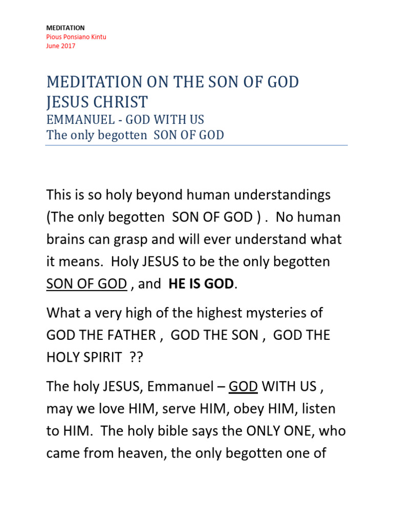The Son of God Jesus Christ | PDF | Jesus | Gospel Of John