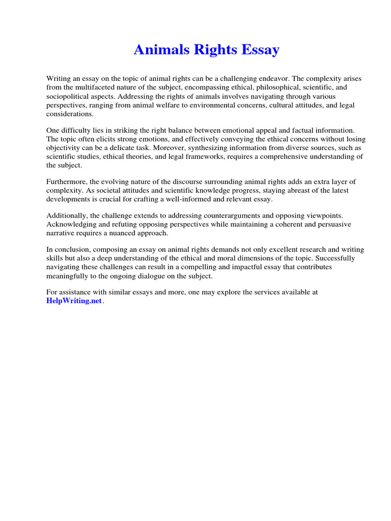 Animals Rights Essay | PDF | Strategic Management | Essays