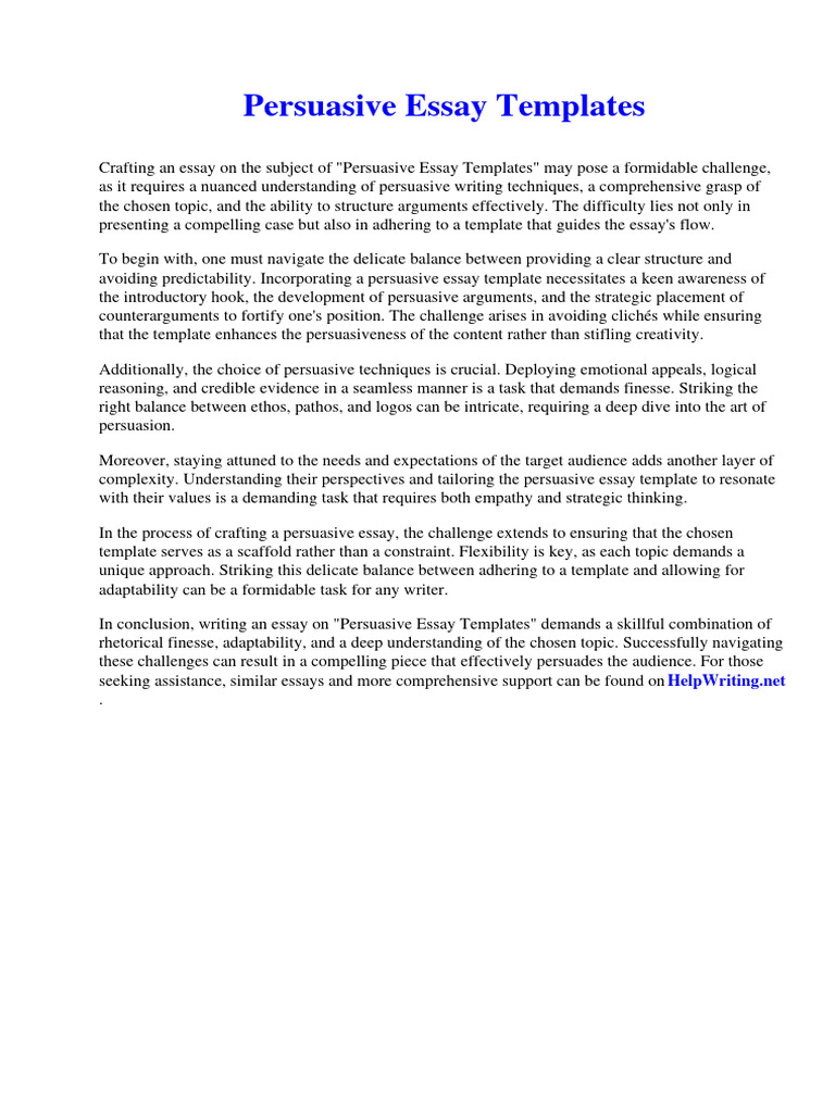 Persuasive Essay Templates | PDF | Probability | Jane Eyre