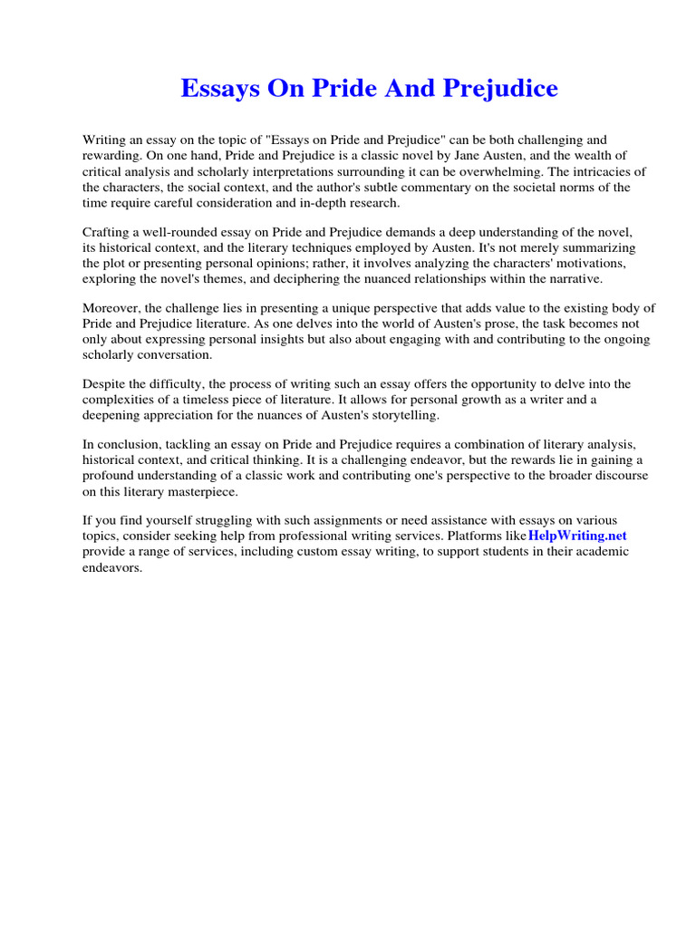 Writing Essays on Pride and Prejudice | PDF | Infrared | Mental Disorder