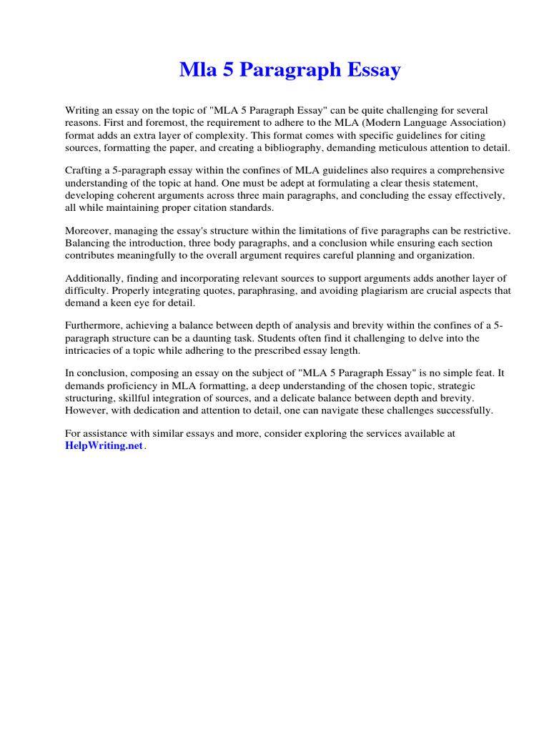 Mla 5 Paragraph Essay | PDF | Methicillin Resistant Staphylococcus ...