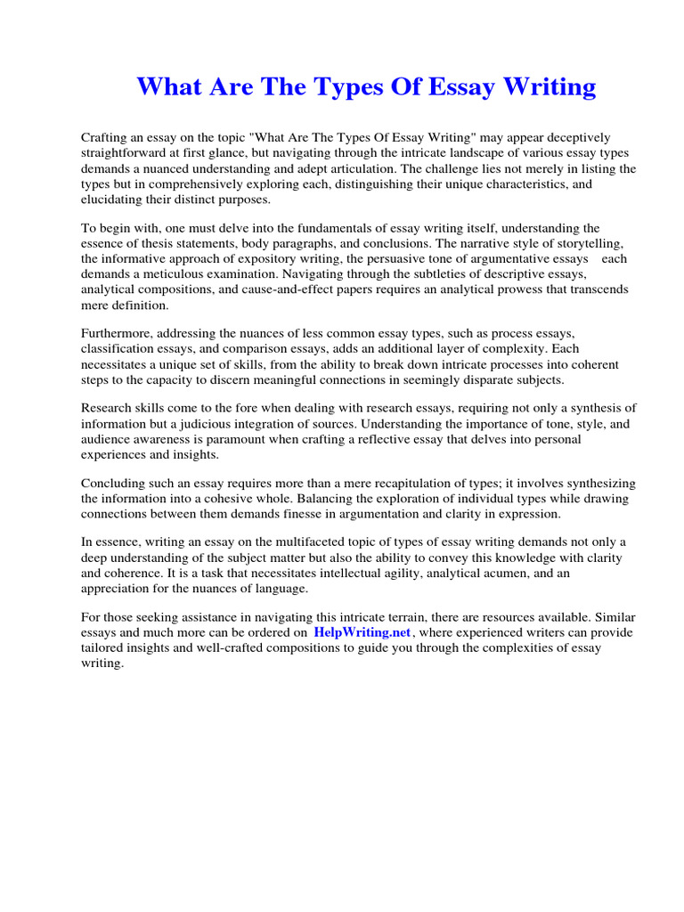 What Are The Types of Essay Writing | PDF