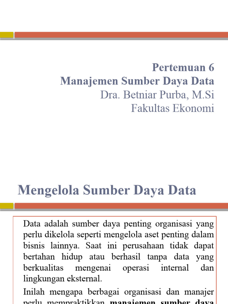Pertemuan 6 - Manajemen Sumber Daya Data | PDF