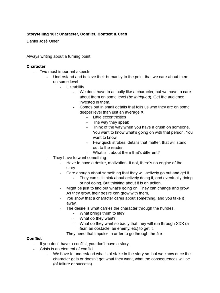 Storytelling 101: Character, Conflict, Context & Craft | PDF