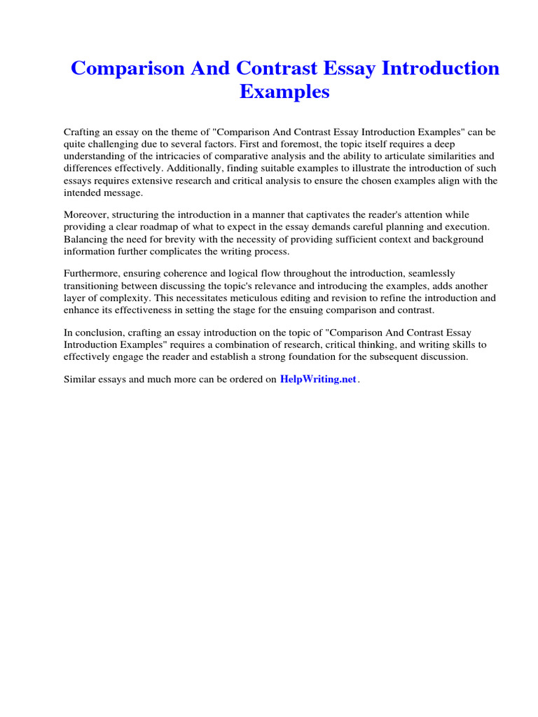 Comparison and Contrast Essay Introduction Examples | PDF | Trips ...