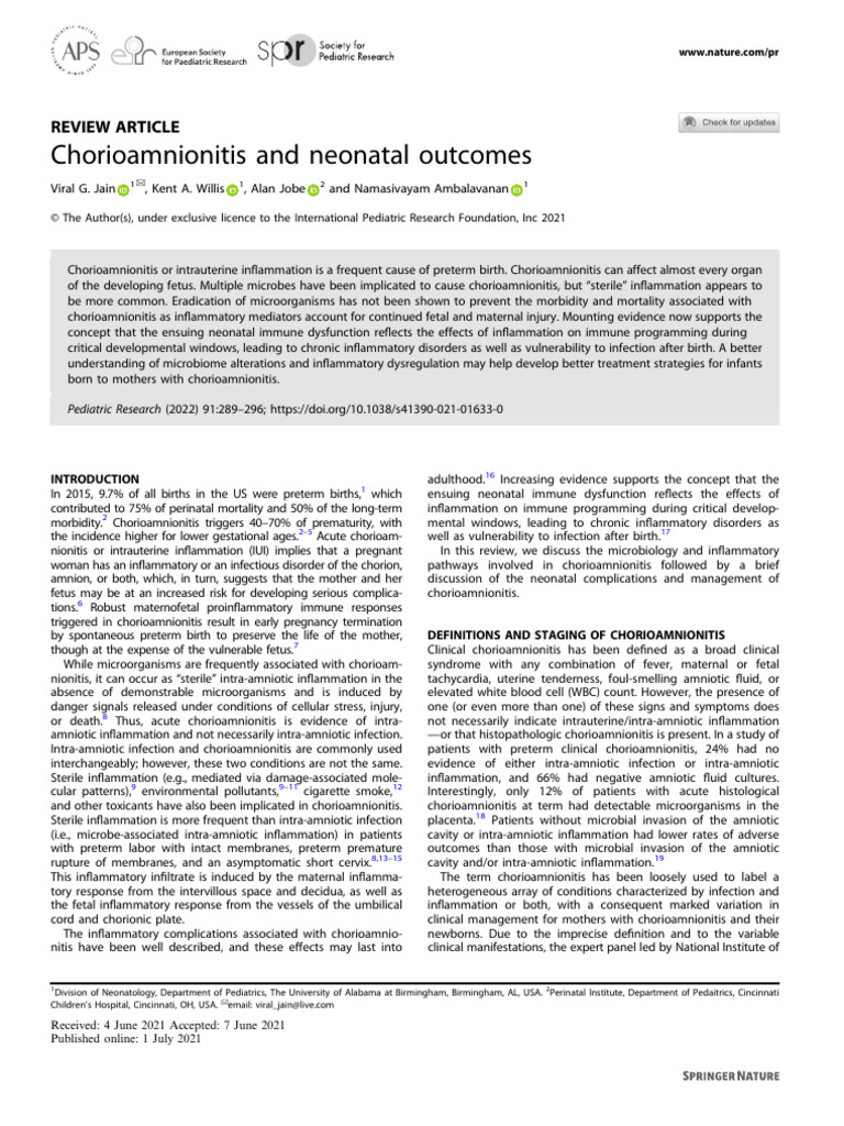 Chorio | PDF | Preterm Birth | Inflammation