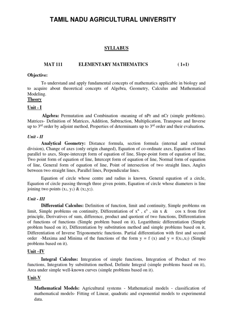 Notes-MAT 111-1 | PDF | Matrix (Mathematics) | Equations