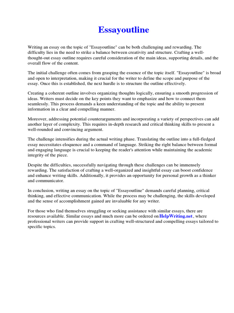 Essay Outline | PDF | Databases | World Of Warcraft