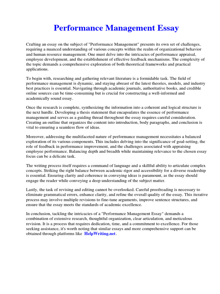 Performance Management Essay | PDF