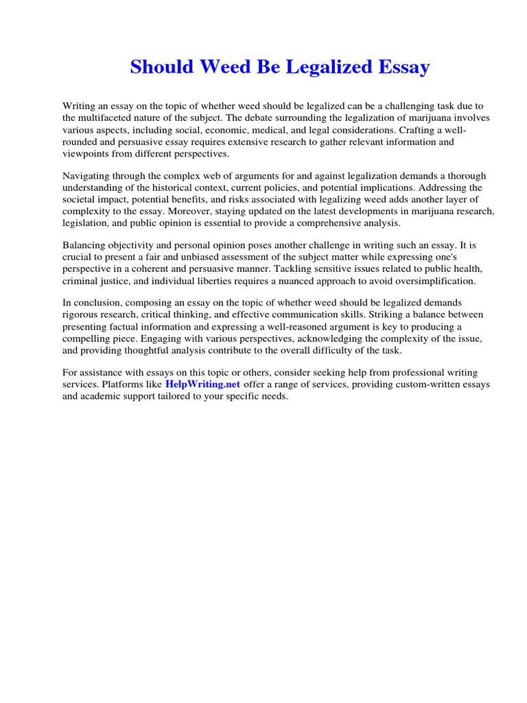 Should Weed Be Legalized Essay | PDF | Essays | Testicle