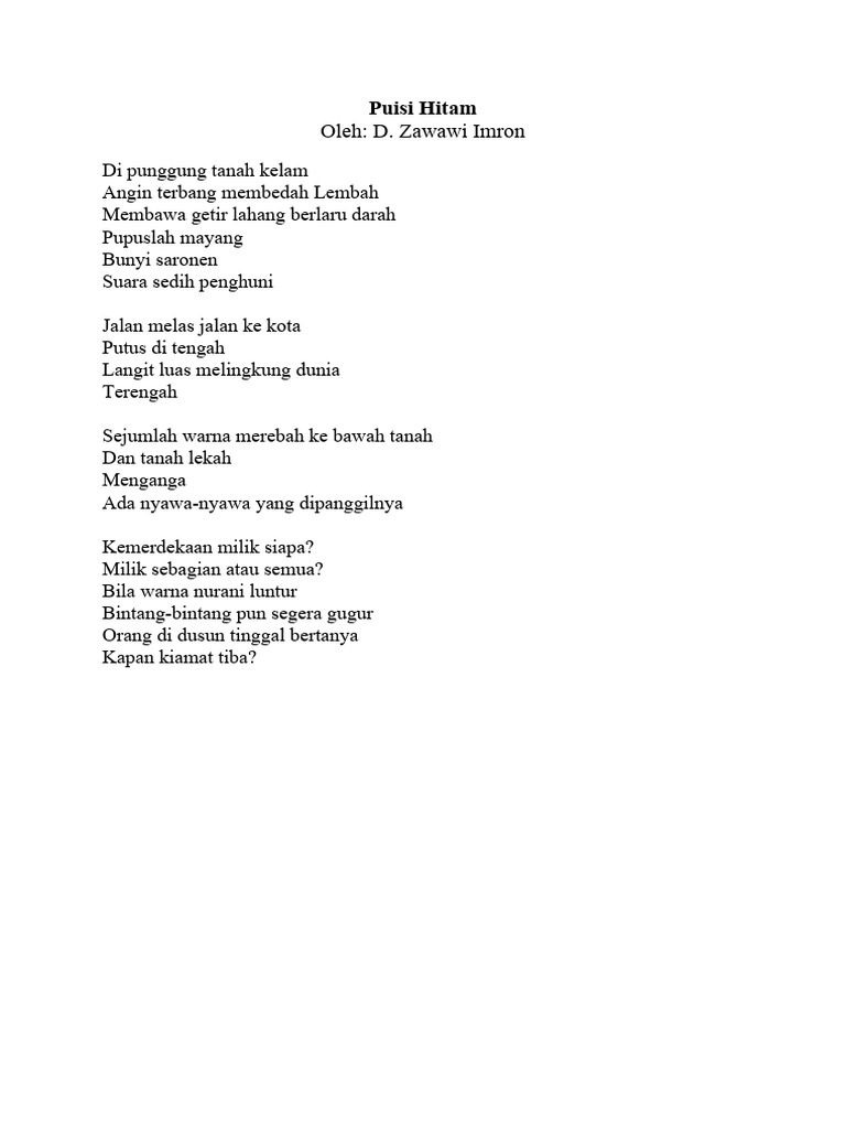 Contoh Puisi Diafan - Prismatis | PDF