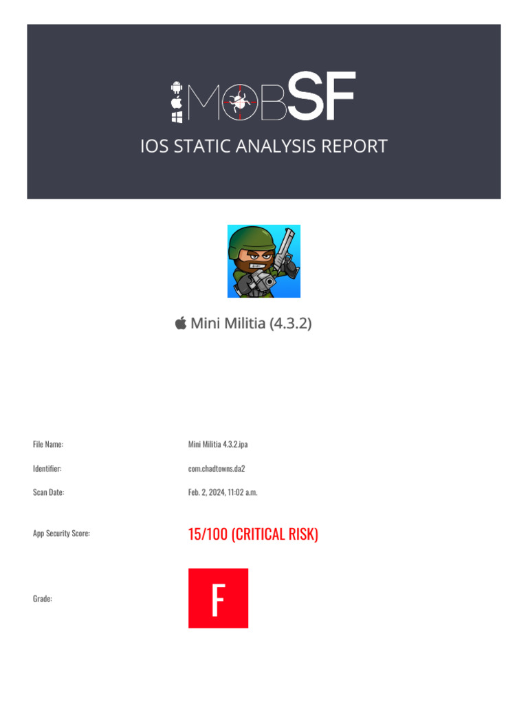Ios Static Analysis Report: Mini Militia Mini Militia (4.3.2) (4.3.2) | Download Free PDF ...