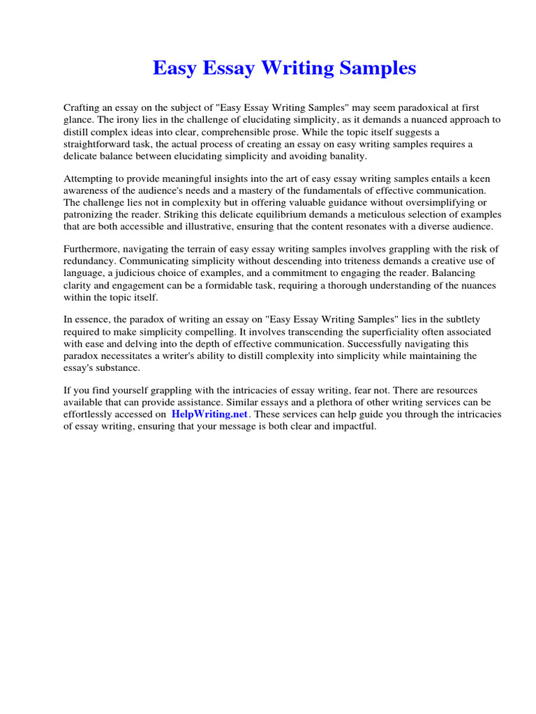 Easy Essay Writing Samples | PDF