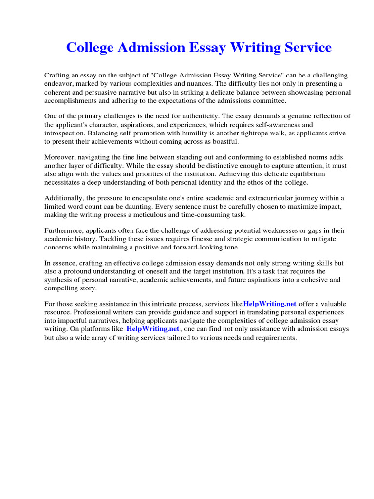 College Admission Essay Writing Service | PDF