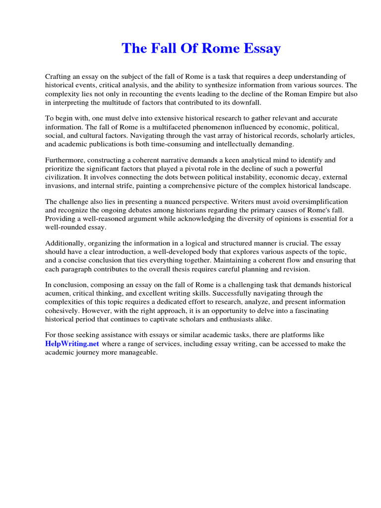 The Fall of Rome Essay | PDF