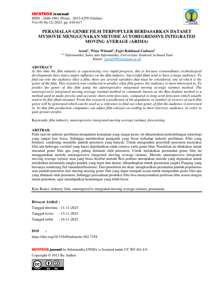 Jurnal Analisis Time Series | PDF | Autoregressive Integrated Moving Average | Autoregressive Model