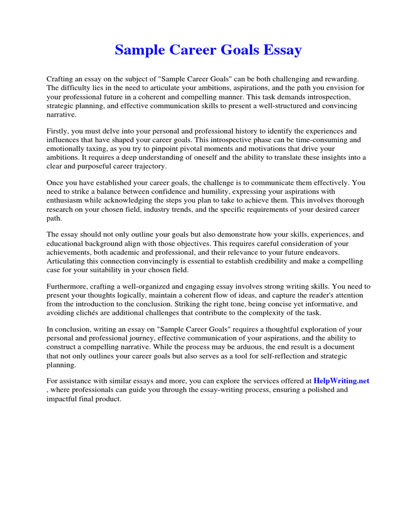 Sample Career Goals Essay | PDF | Abortion