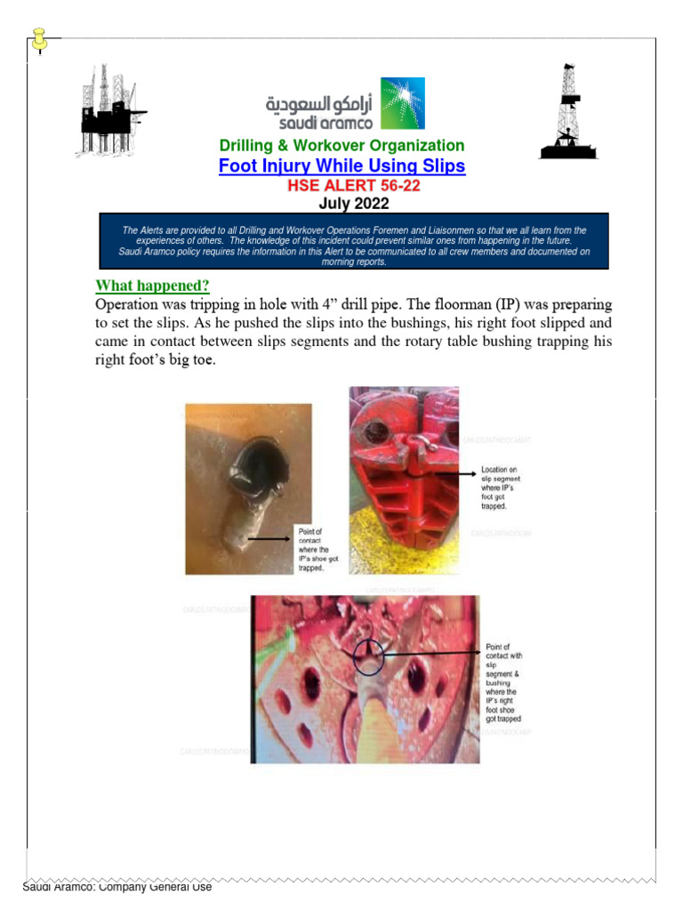 HSE Alert 56-22 Foot Injury While Using Slips (14320) | PDF | Risk ...