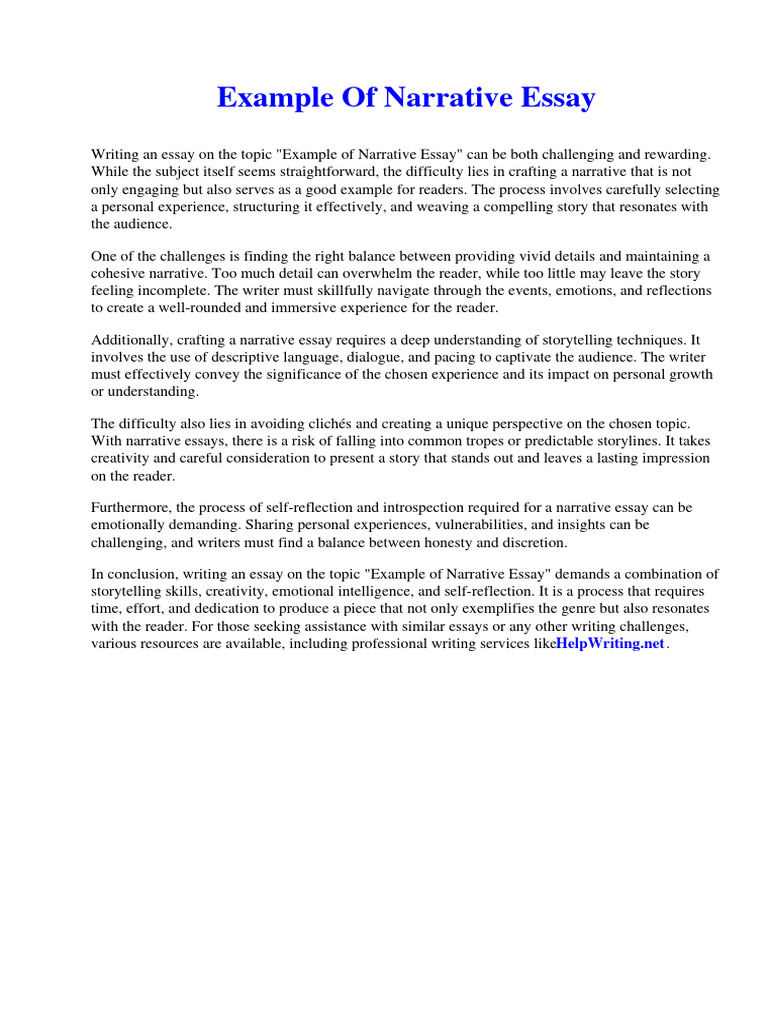 Example of Narrative Essay | PDF | Narrative | Joint Commission