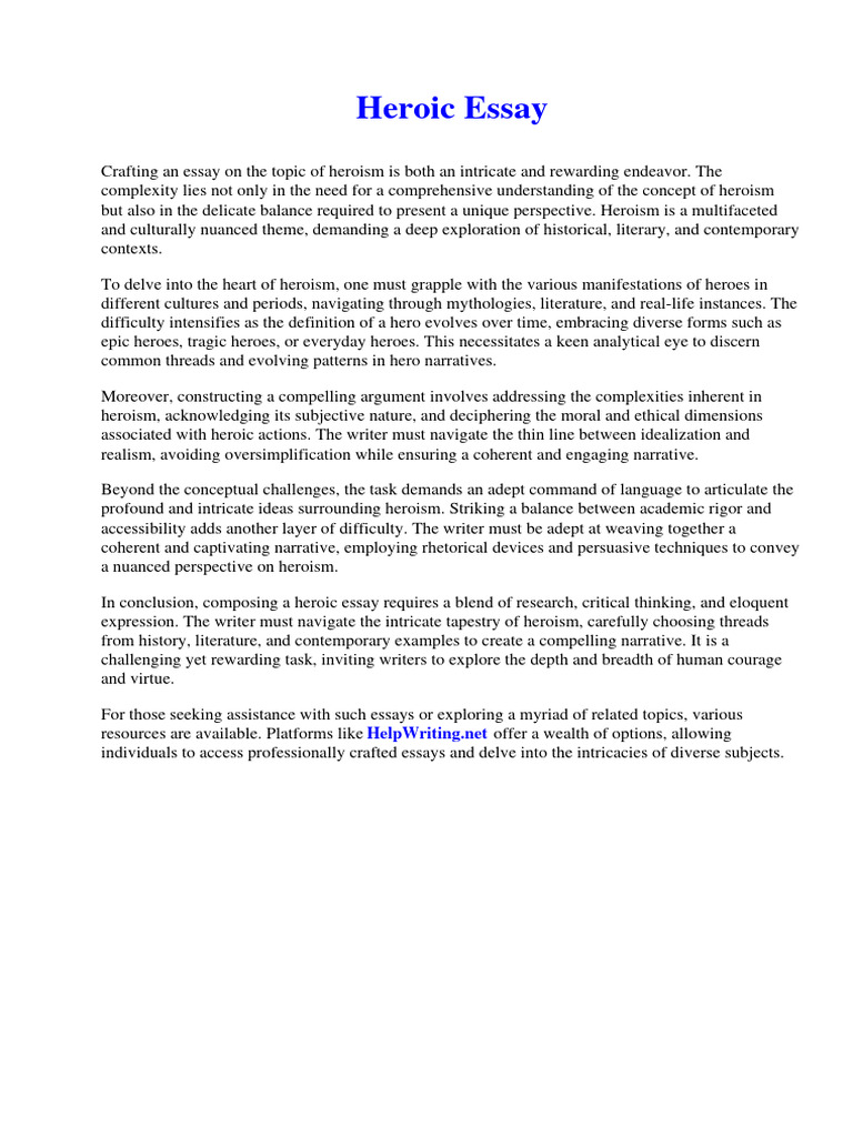 Heroic Essay | PDF | Narrative | Hero