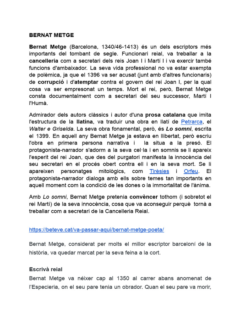 Bernat Metge | PDF