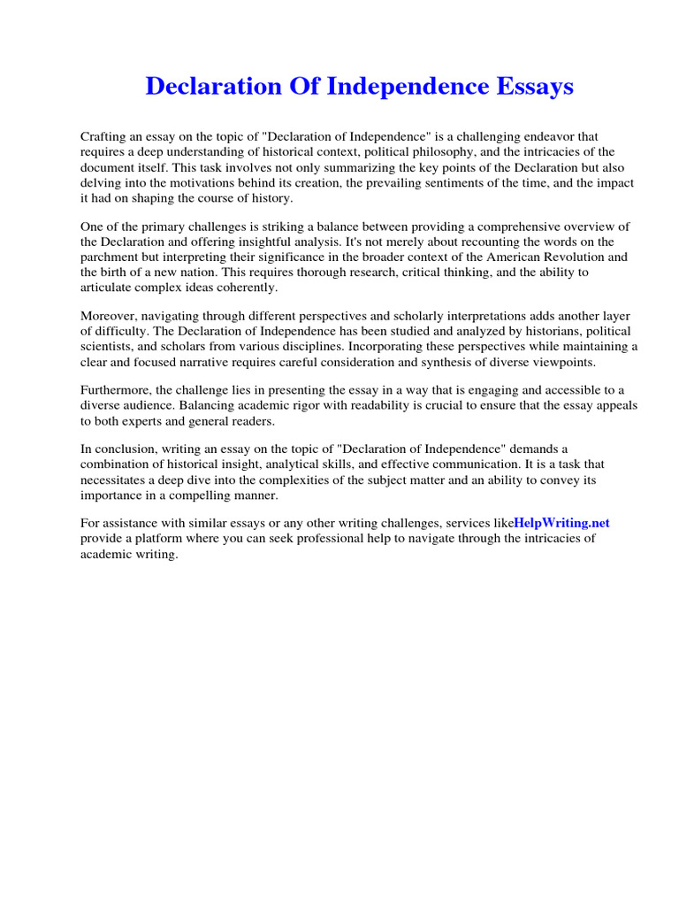 Declaration of Independence Essays | PDF | Beowulf | Essays