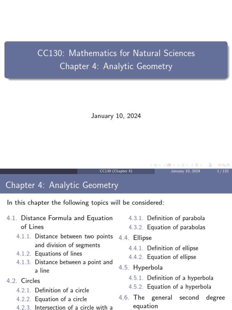 Analytic Geometry Concepts Explained | PDF | Circle | Line (Geometry)