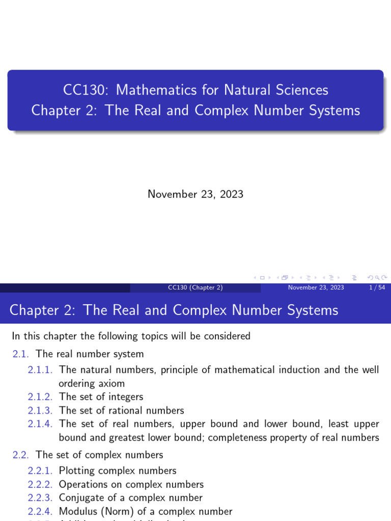 Real and Compex Num System Slides | PDF | Complex Number | Numbers