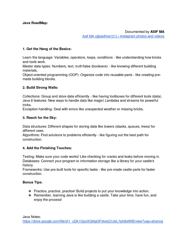 Free Java Roadmap | PDF