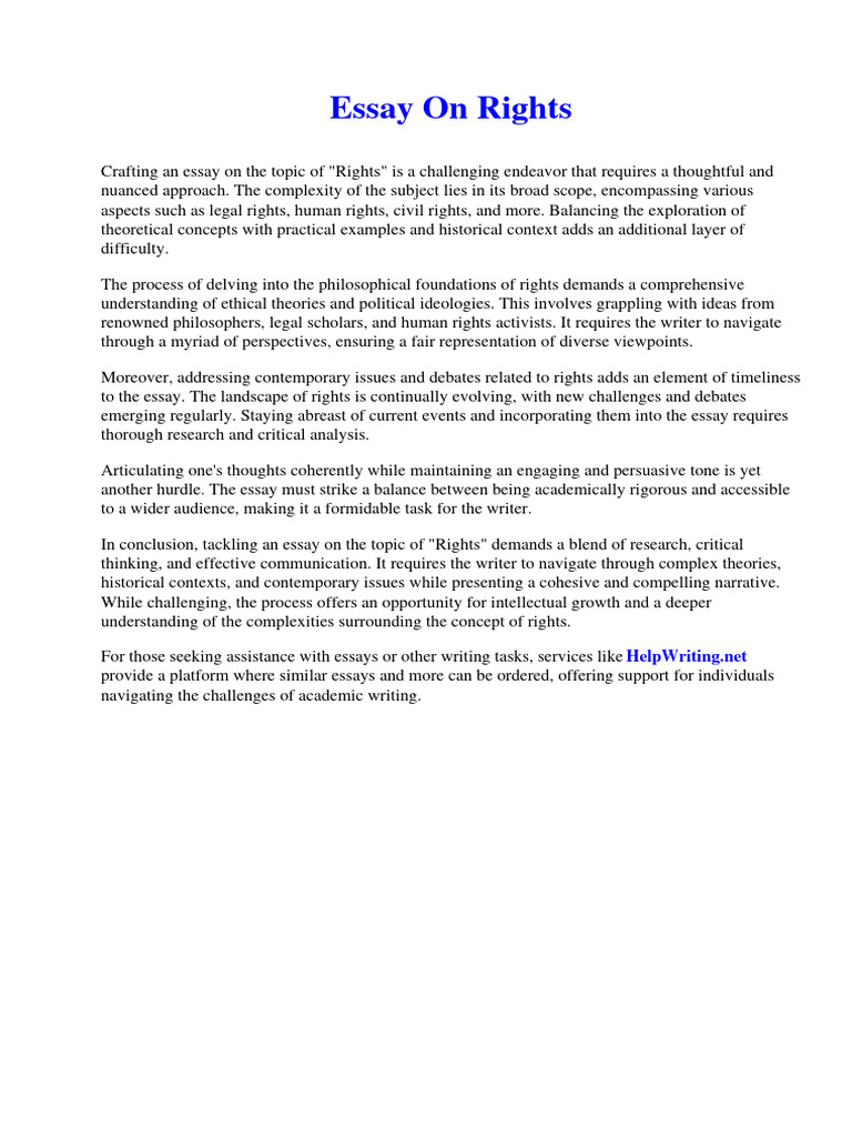 Essay On Rights | PDF | Sleep Apnea | Behavior