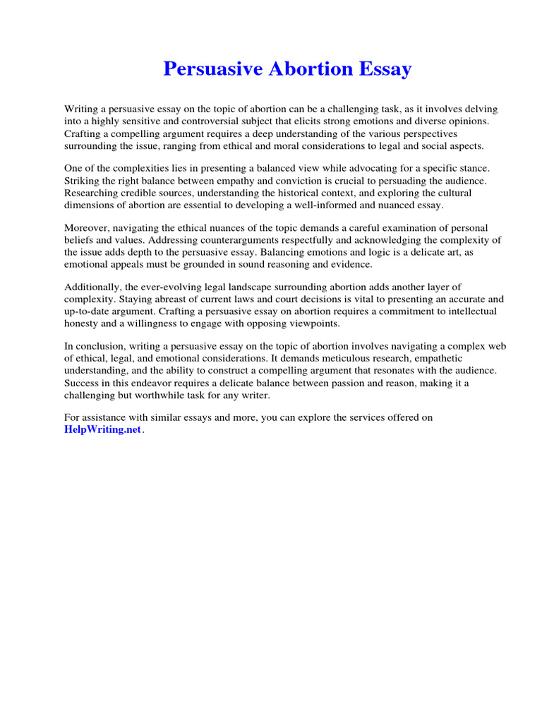 Persuasive Abortion Essay | PDF | Edgar Allan Poe | Kenya