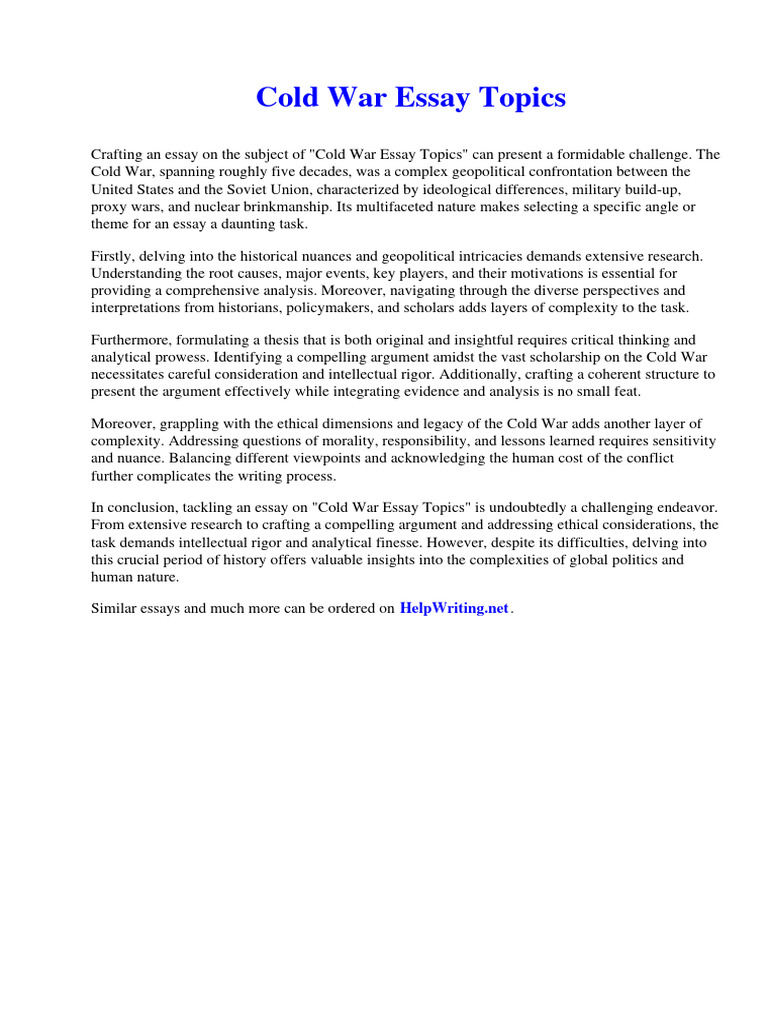 Cold War Essay Topics | PDF | Kidney | Animal Anatomy