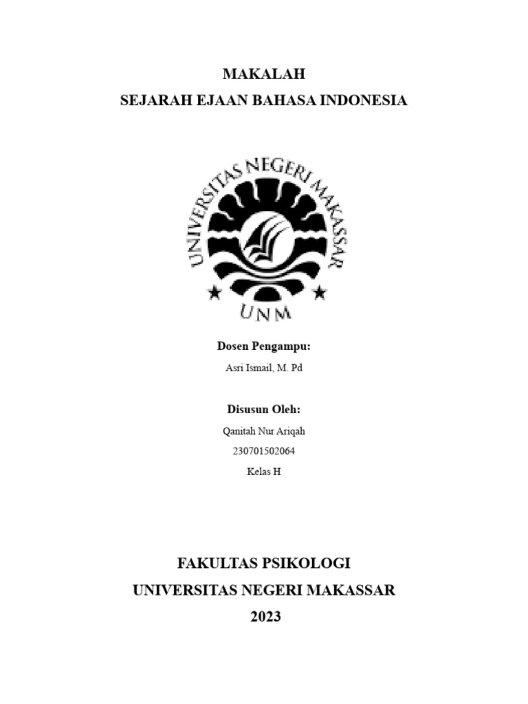 (H) Qanitah Nur Ariqah - Makalah Ejaan Bahasa Indonesia | PDF | Seni ...