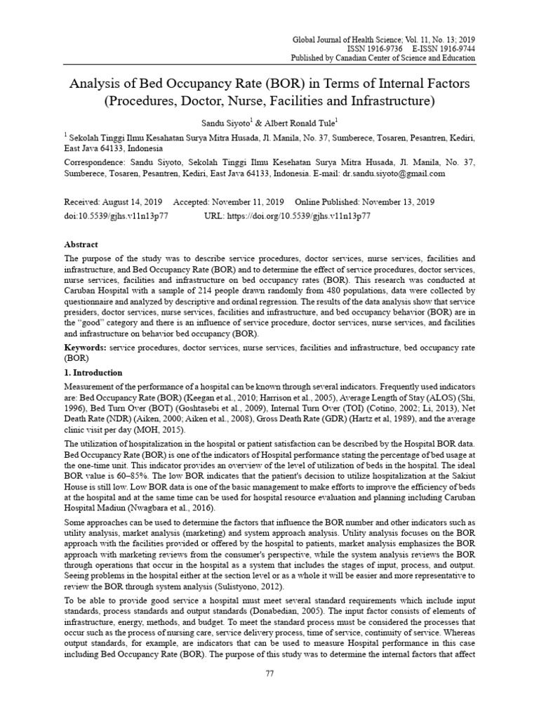 Analysis of Bed Occupancy Rate BOR in Terms of Int | Download Free PDF ...