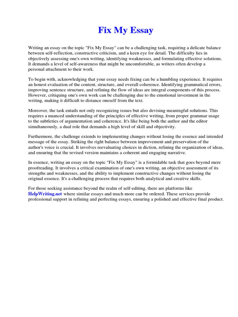 Fix My Essay | PDF