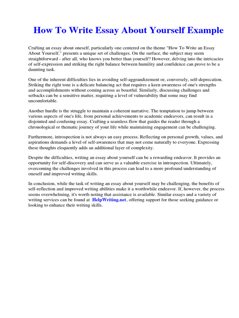 How To Write Essay About Yourself Example | PDF | Romanticism