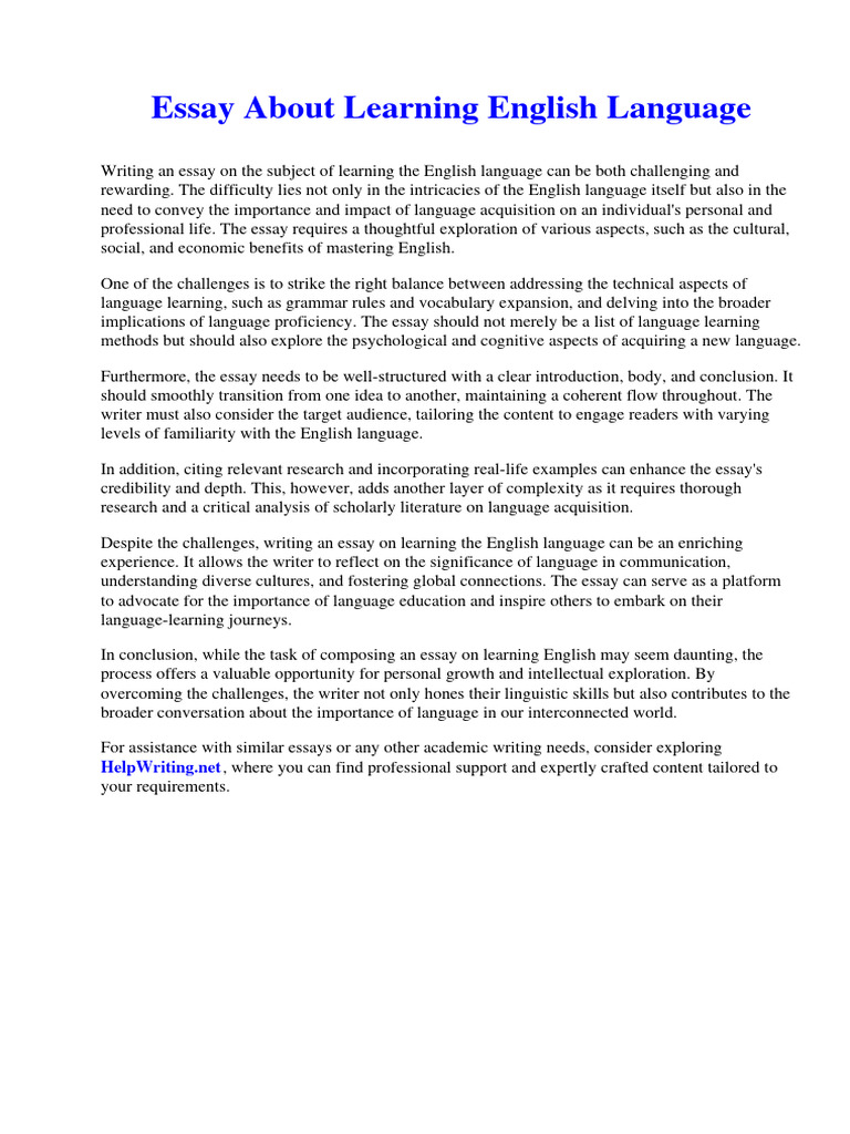 Essay About Learning English Language | PDF | Twilight (Meyer Novel ... Essay About Learning English Language | PDF | Twilight (Meyer Novel ...