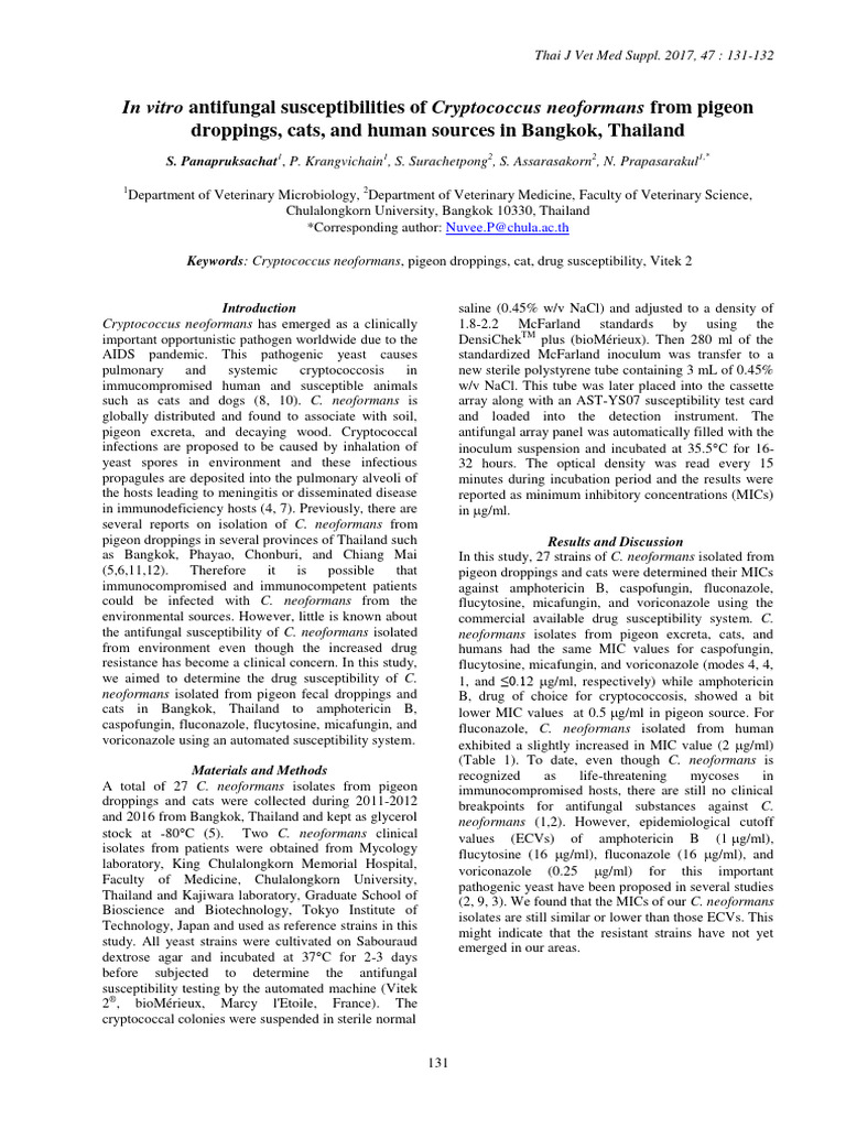 In Vitro Antifungal Susceptibilities of Cryptococcus Neoformans From ...