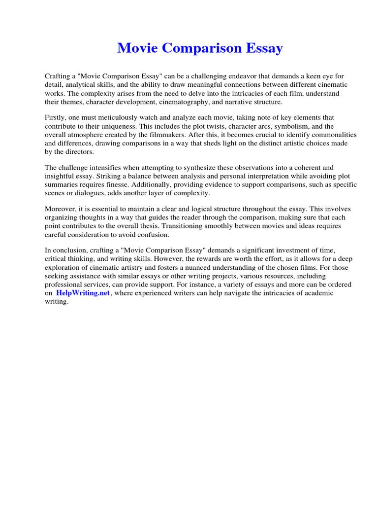 Movie Comparison Essay | PDF | Essays