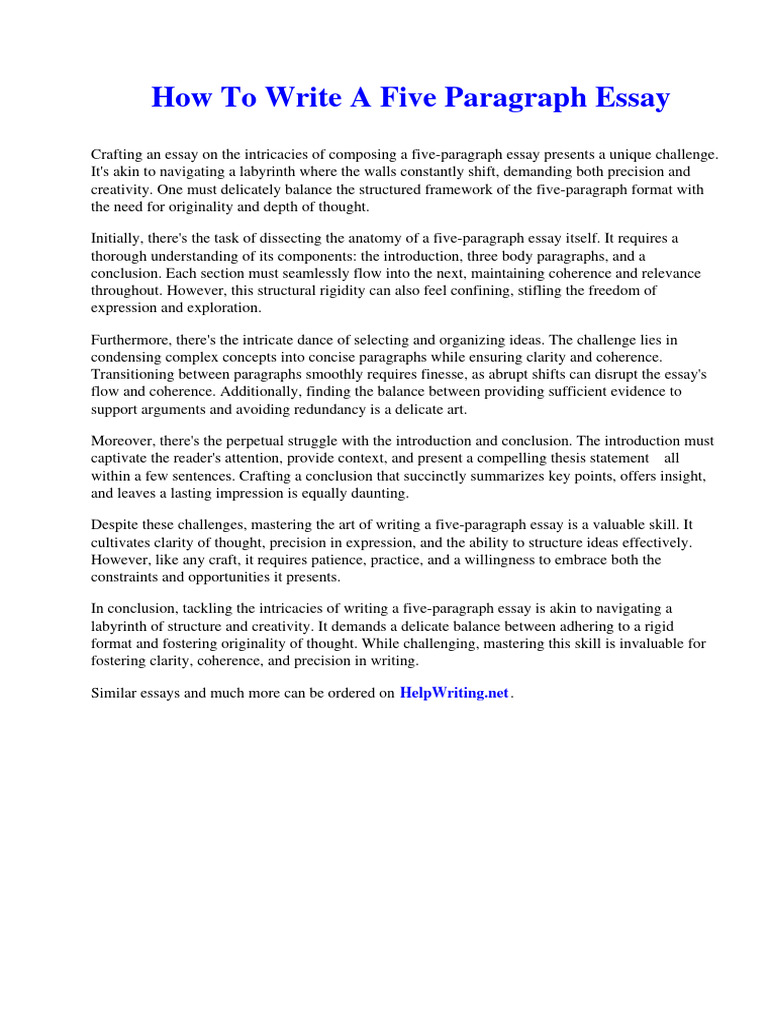 How To Write A Five Paragraph Essay | PDF | Alzheimer's Disease | Memory