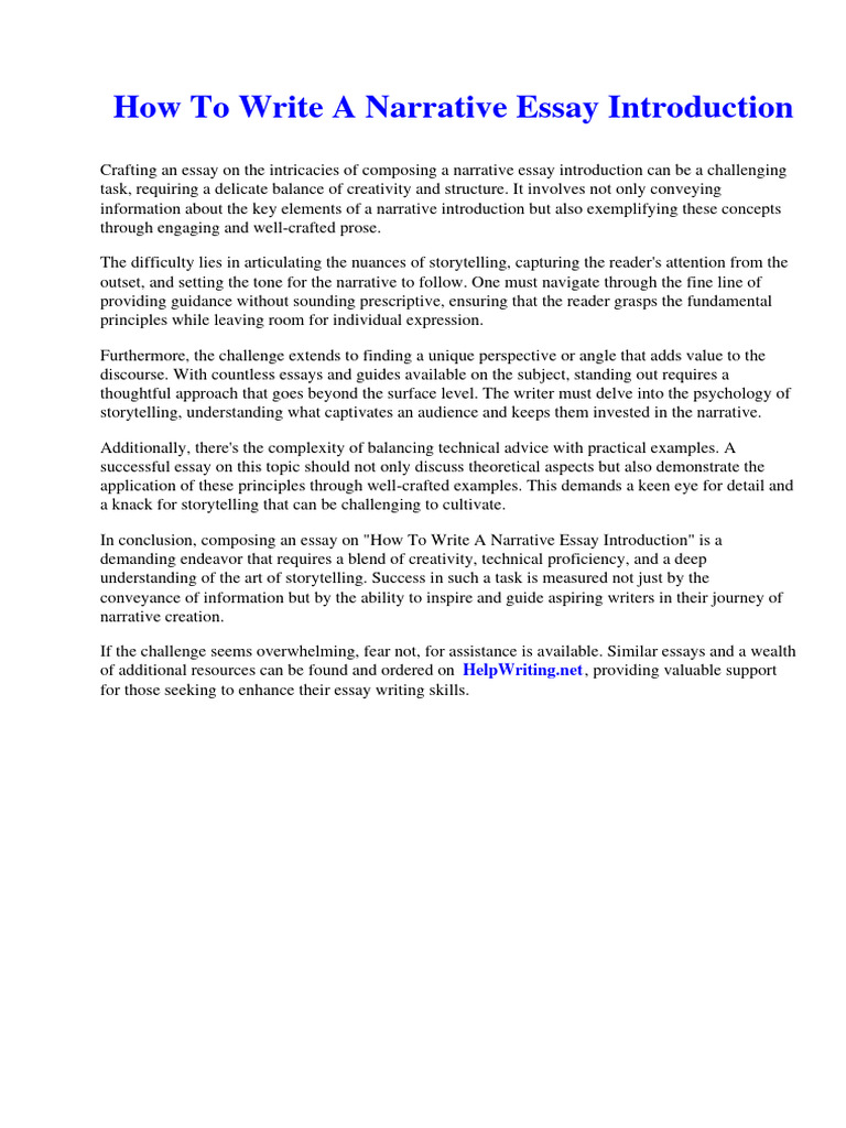 How To Write A Narrative Essay Introduction | PDF | Narrative | Essays