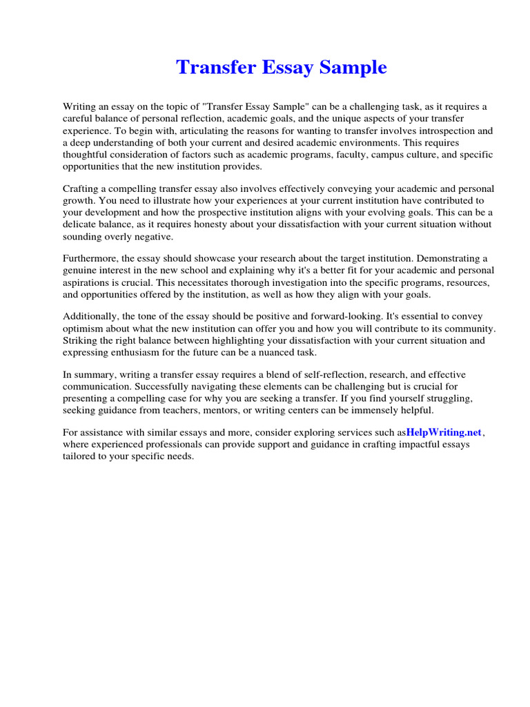 Transfer Essay Sample | PDF | Search And Seizure | Fourth Amendment To ...