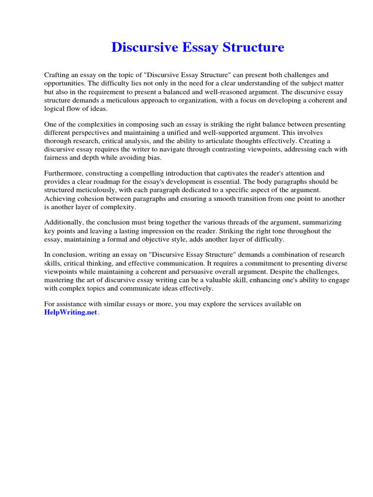 Discursive Essay Structure | PDF | Generally Accepted Accounting ...