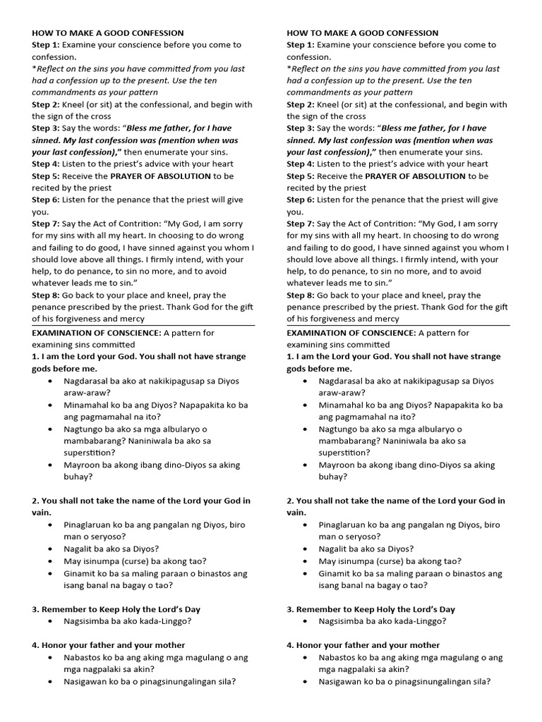 How To Make A Good Confession | PDF | Confession (Religion) | Penance