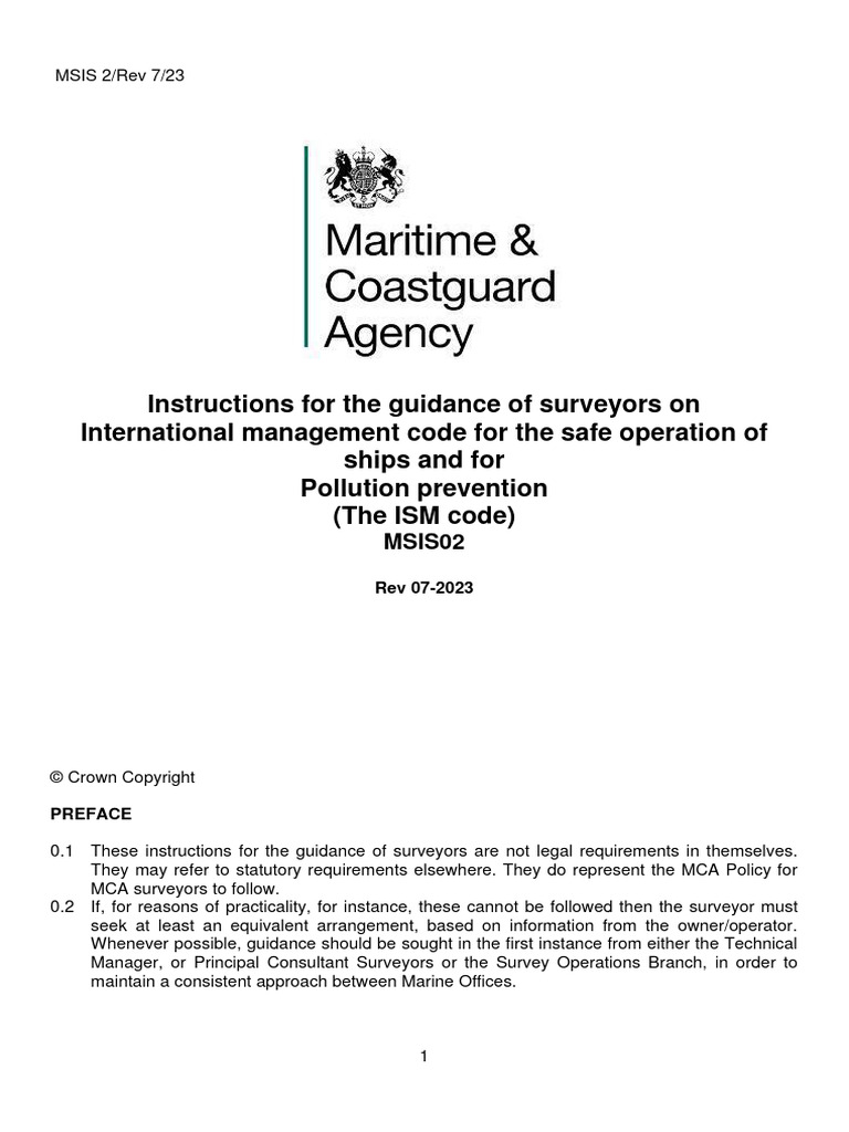 MSIS02 - R07.23 ISM Code | PDF | Audit | Regulatory Compliance